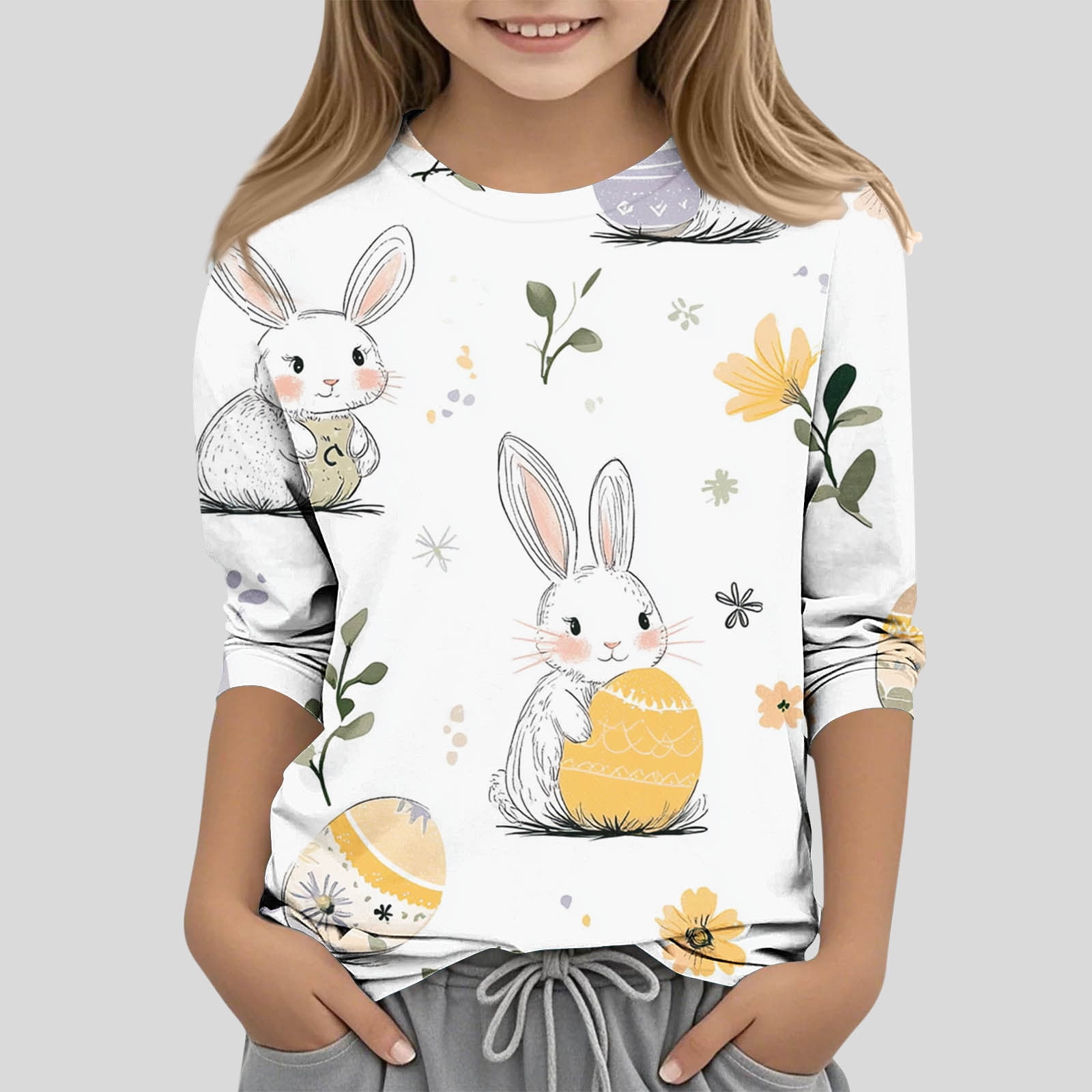 Geire Summer & Spring Shirts for Kids Comfort Round Neck 3/4 Sleeve ...