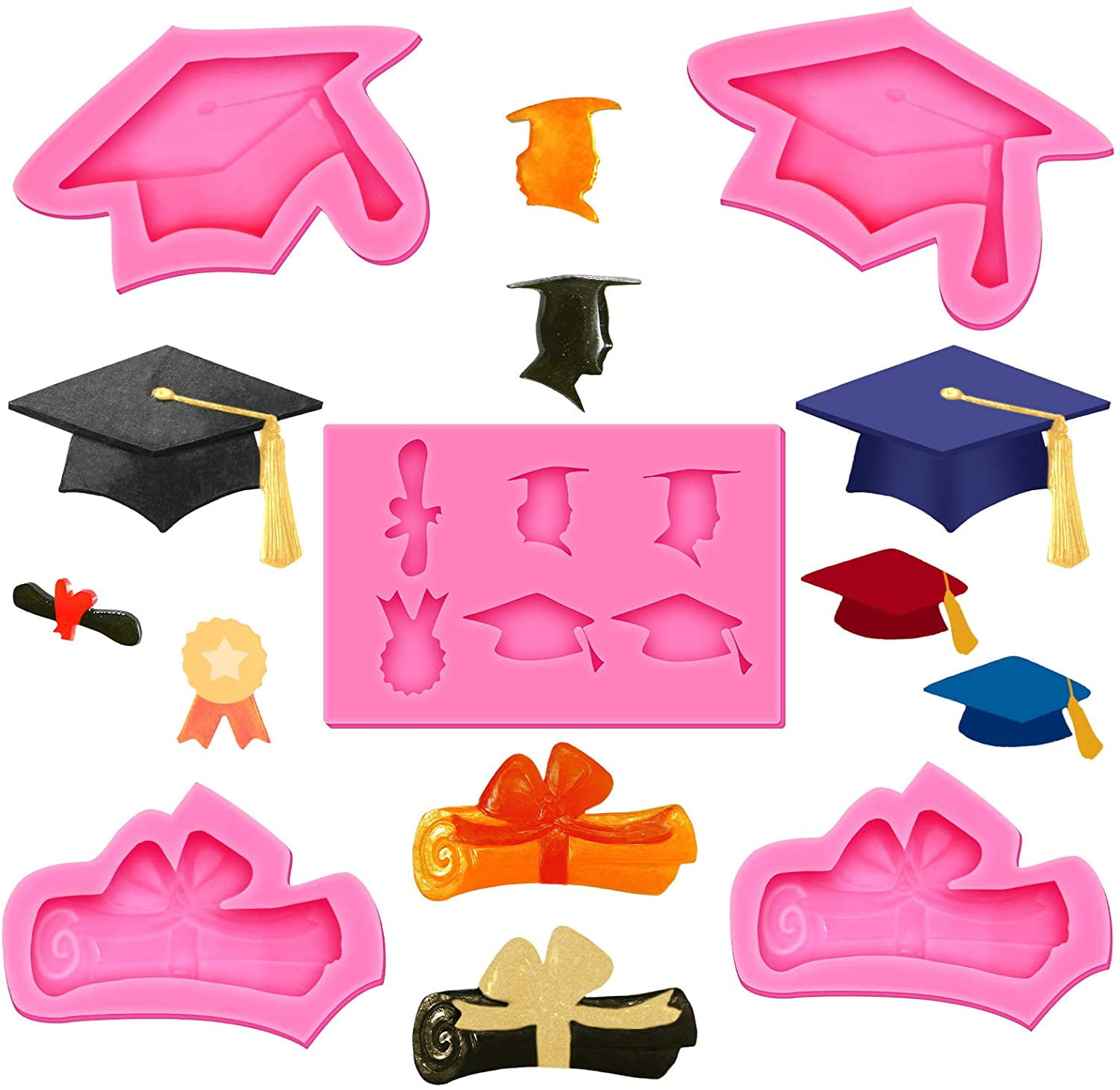 Geiserailie 5 Pcs 2025 Graduation Silicone Mold Set Graduation Kitchen ...