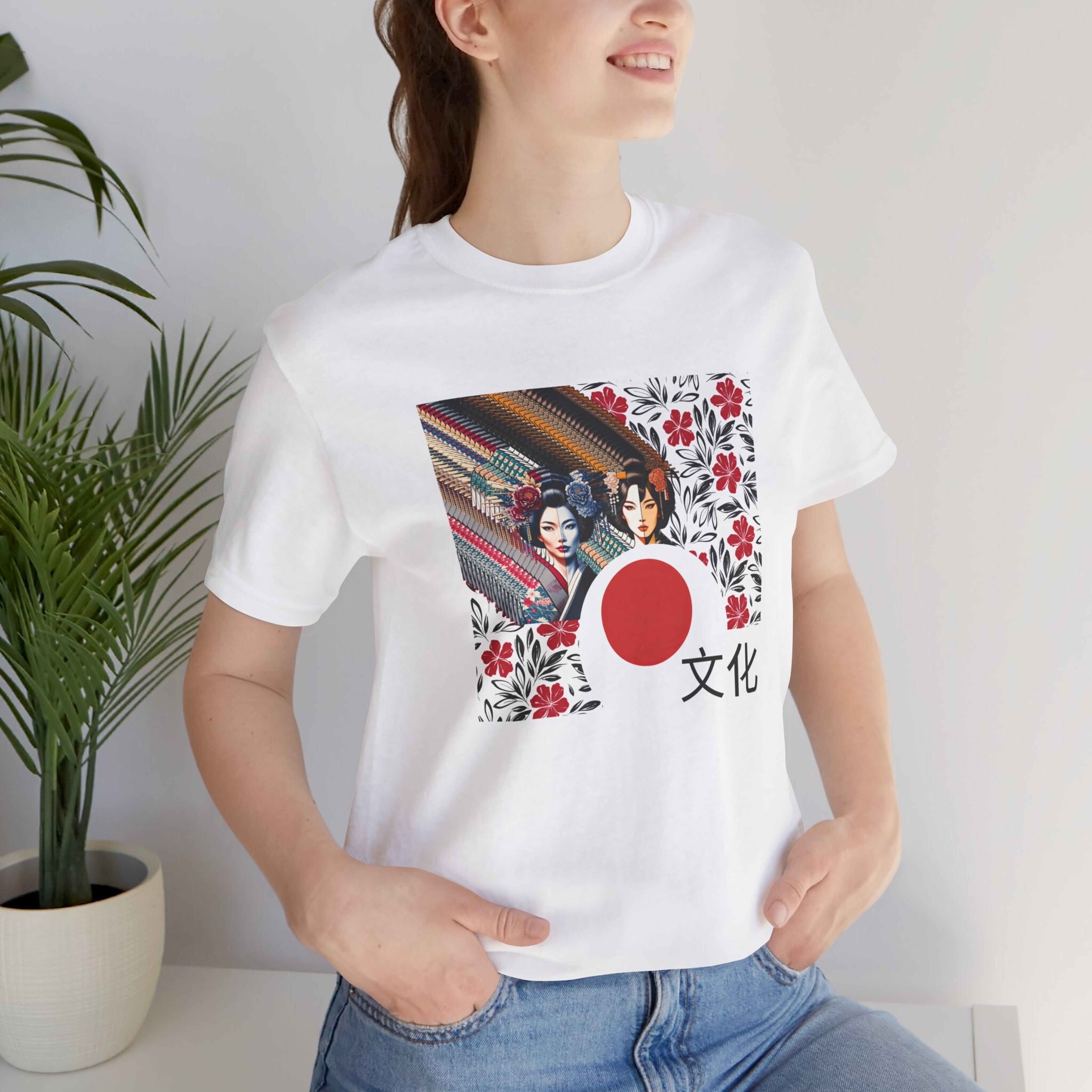 Geisha Cherry Blossom Tee | Traditional Geisha Shirt Bold Japan Flag ...