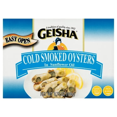 Geisha Fancy Smoked Oysters in Sunflower Oil, 3.75 Oz (106g), Ready to ...