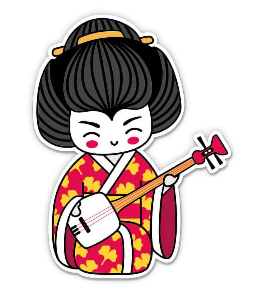 Geisha Cute Cartoon Japanese - 5" Vinyl Sticker - For Car Laptop I-Pad ...