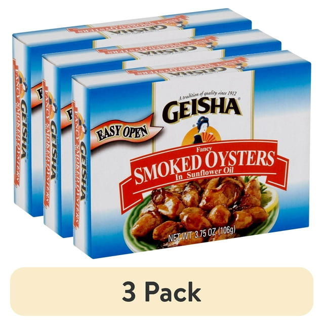 (3 pack) Geisha Fancy Smoked Oysters in Sunflower Oil, 3.75 Oz (106g ...
