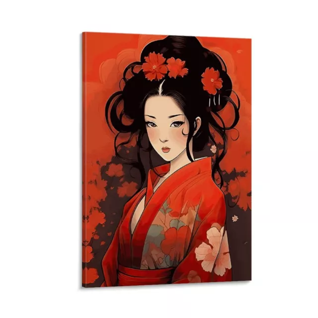 Geisha Flowers 4 Poster Art Modern Office Decor Family Decor Aesthetic ...