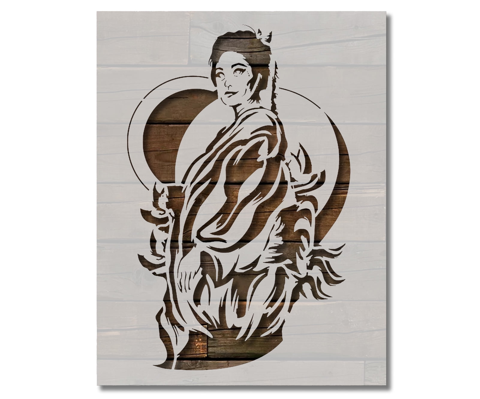 Geisha Japanese Woman in Kimono Stencil Template Reusable 8.5 x 11 ...