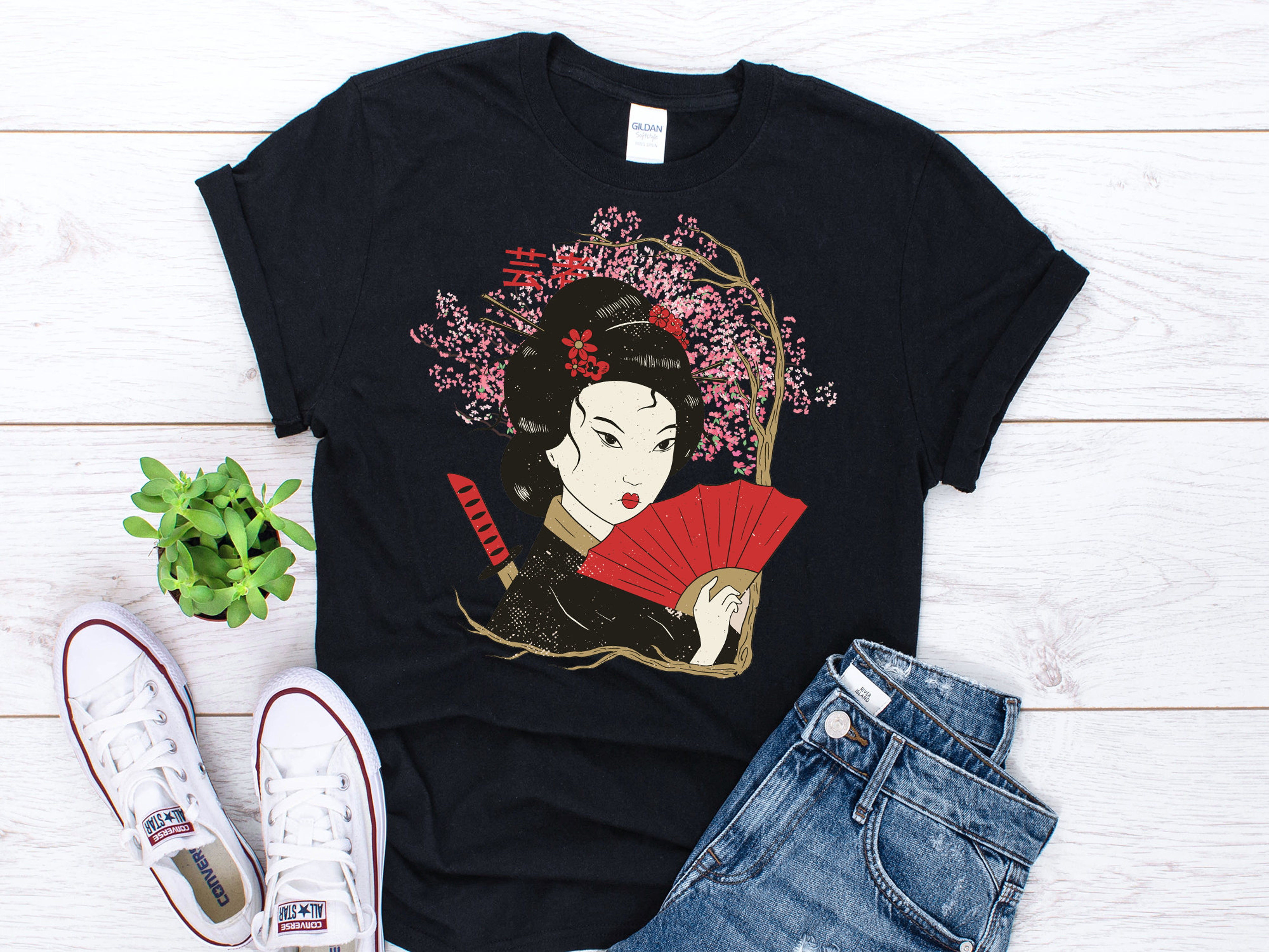 Geisha Sakura Blossom Shirt, Geisha Shirt, Geisha Gifts, Japanese Art ...