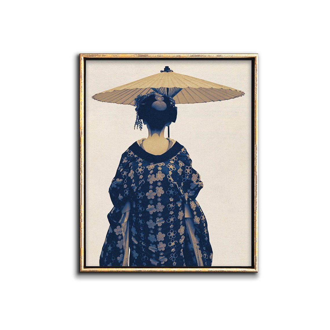 Geisha Wall Art Boho Chic Decor Prints - Kimono Art Blue And Beige ...