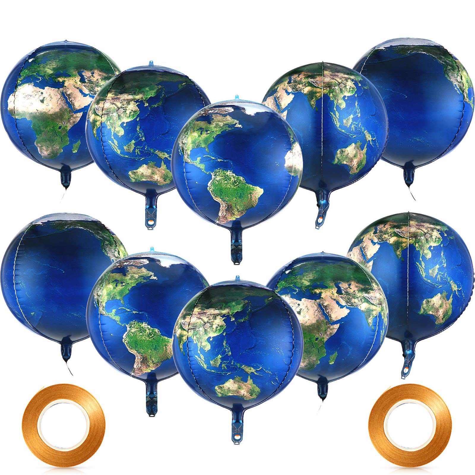 Gejoy 10 Pieces 22 Inch Earth Globe Balloons World Map Foil Balloons ...