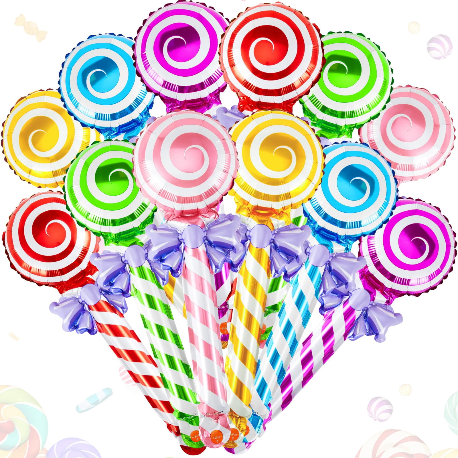 Gejoy 12 Pcs Sweet Candy Balloons Round H2FSDLollipop Candyland ...