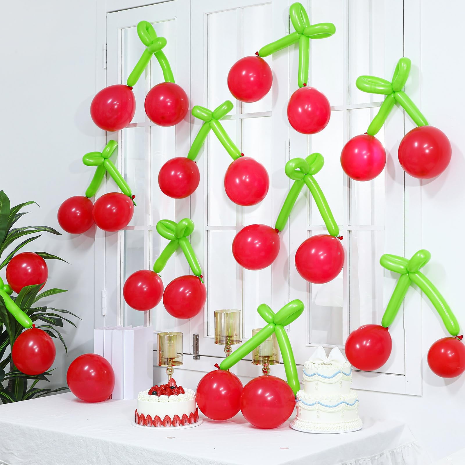 Gejoy 150 PcsEGSC Cherry Balloons, Cherry Birthday Party Decorations ...