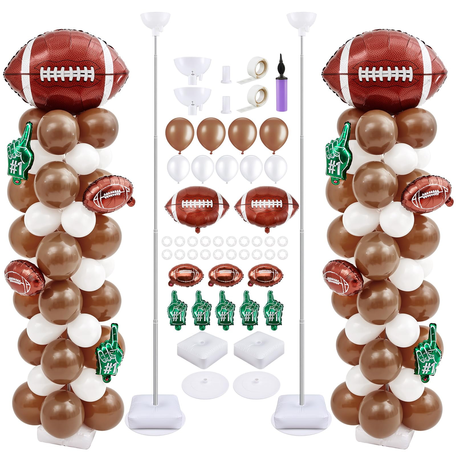 Gejoy 2 Sets Football Balloon Column Stand Kit Include 12 Foil 160 ...