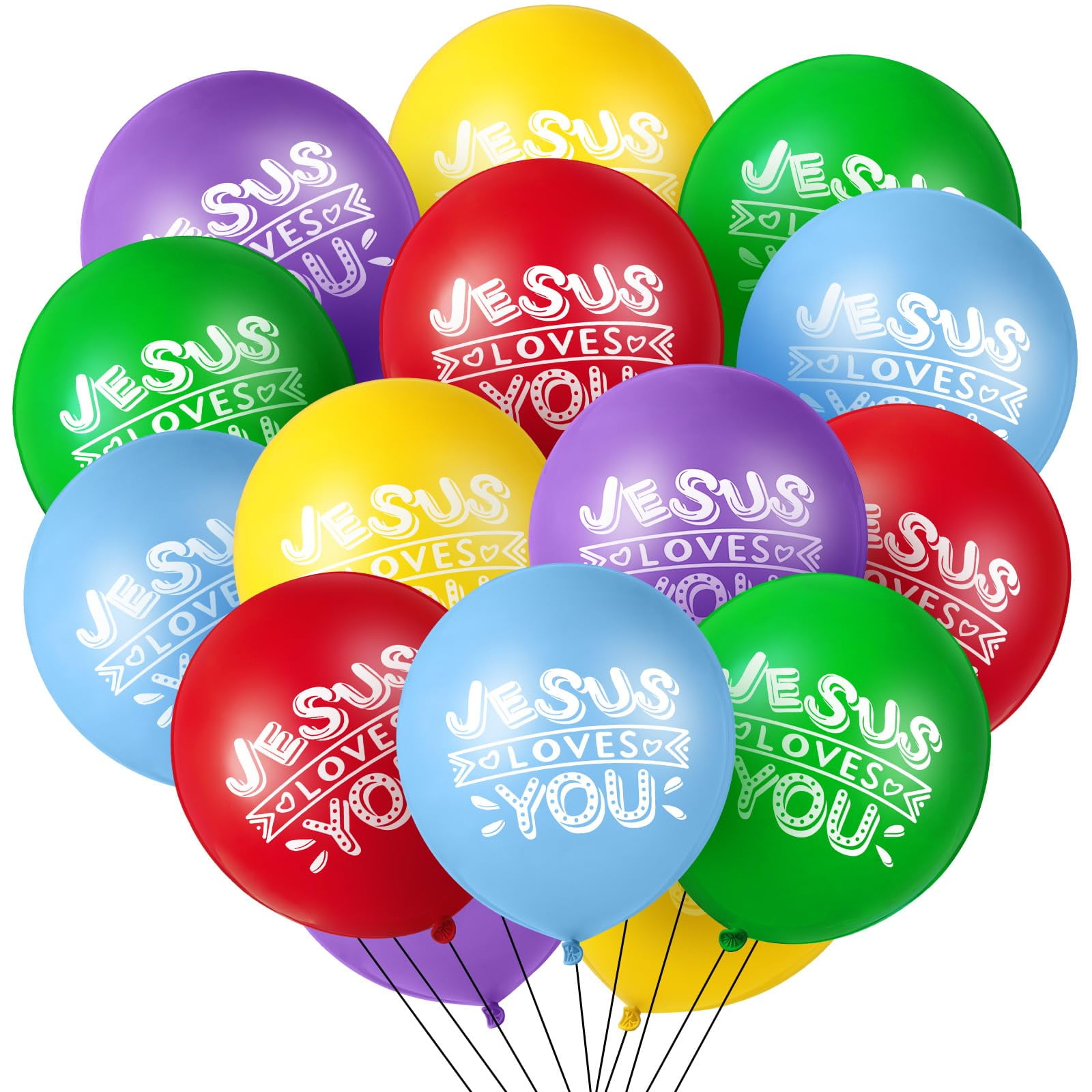 Gejoy 60 Pcs Jesus SSF20 Loves You Balloon Latex Christian Religious ...