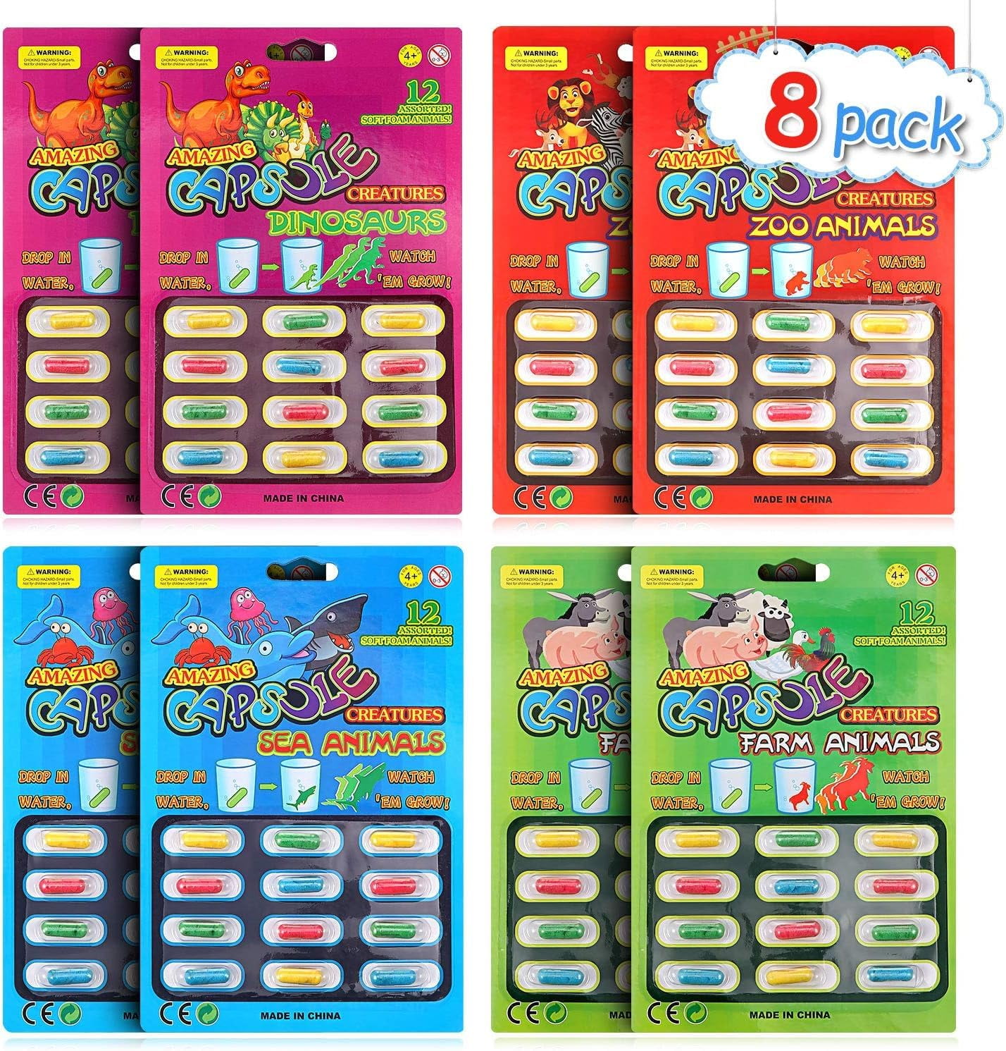 Gejoy 8 Pieces Water Capsules Water Animals Dinosaur Unicorn Sea ...