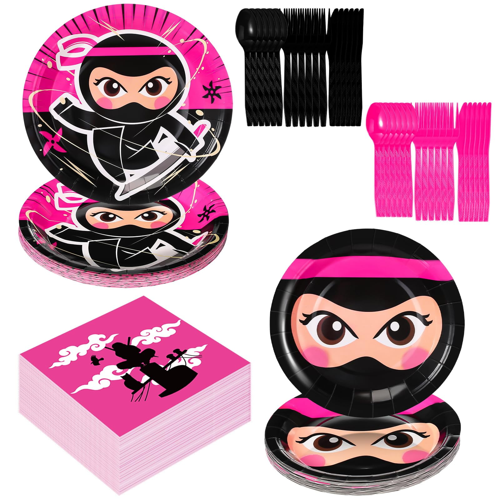 Gejoy 96 PcsUMRT Ninja Birthday Party Supplies Decorations Tableware ...