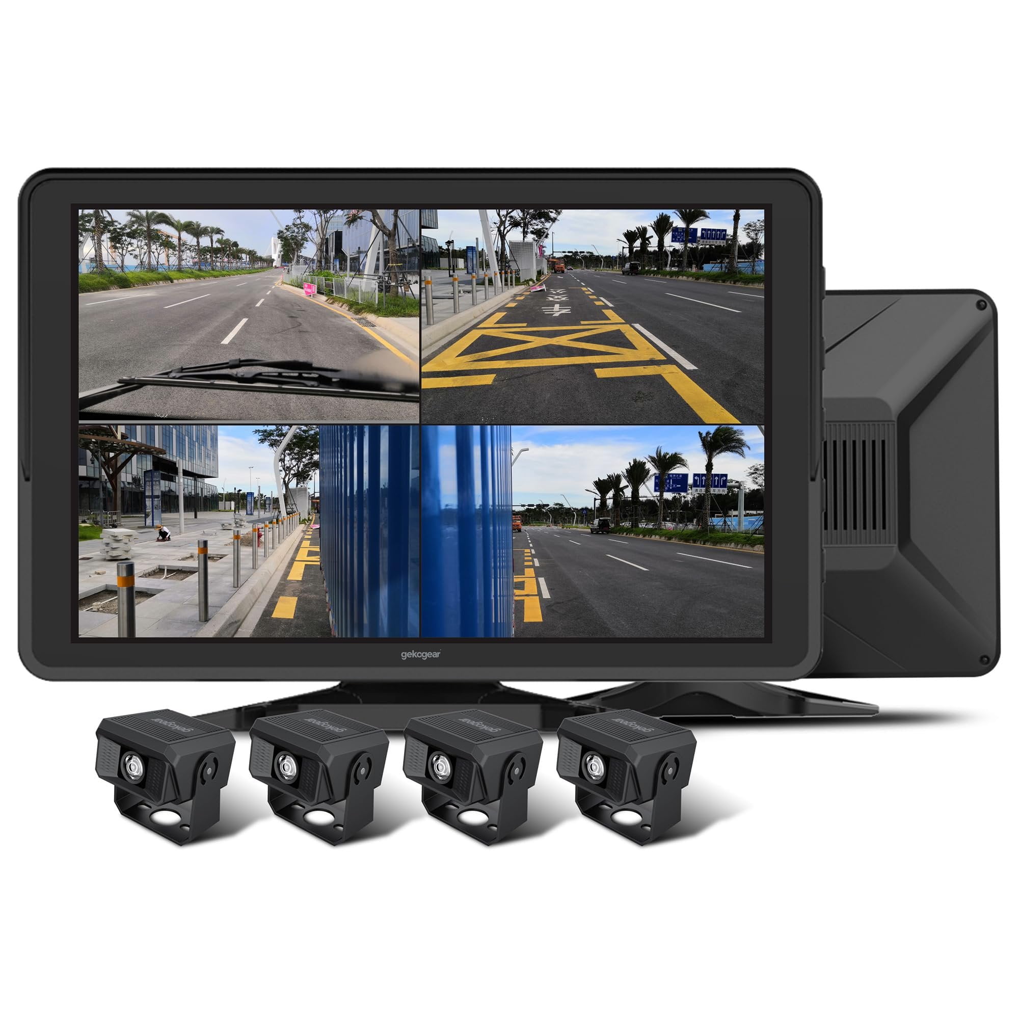 GekoGear Orbit T100 4 Channel 1080P Dash Cam For Trucks With a 10.1 ...