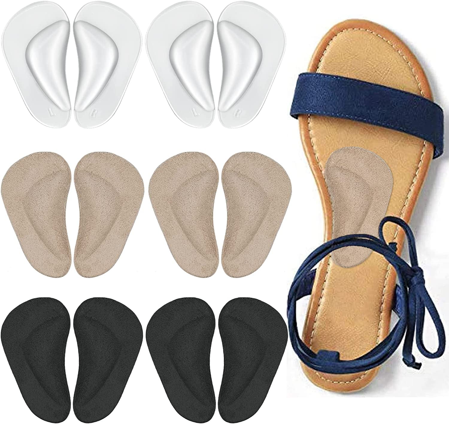 Gel Arch Support Cushions for Men & Women. Shoe Insoles for Flat Feet ...