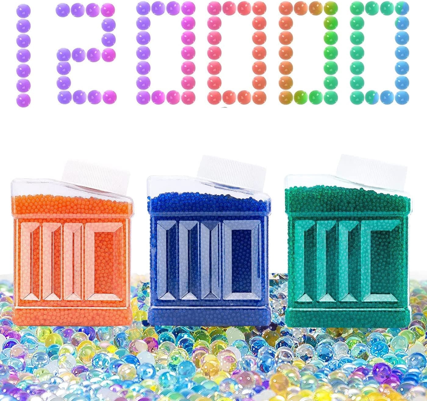 Gel Blaster Ammo, Panmout 120000Pcs 3Pack 7-8mm Water Beads Compatible ...