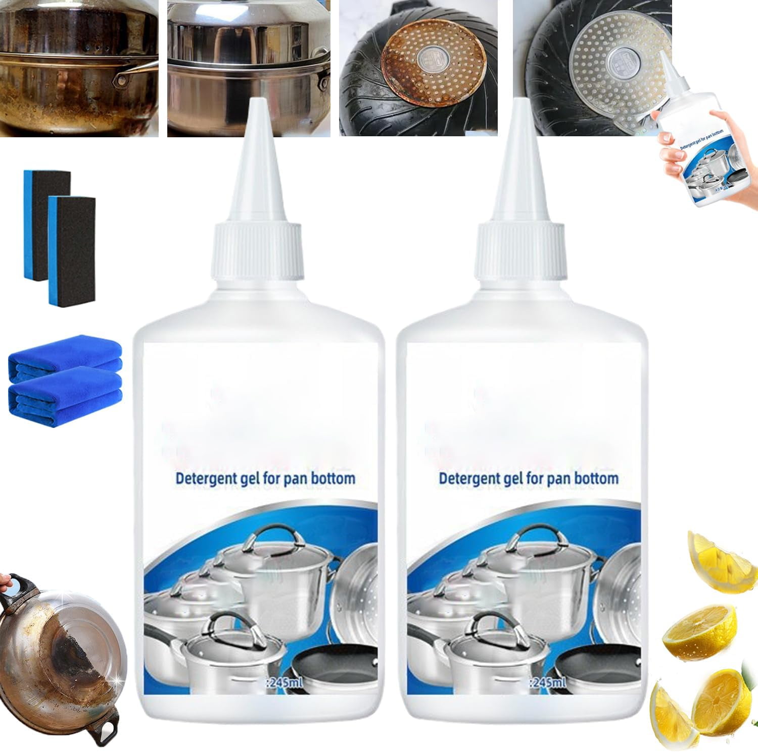 Gel Cleaner for Black Pan Bottoms, Magic Gel Cleaner for Pots and Pans ...