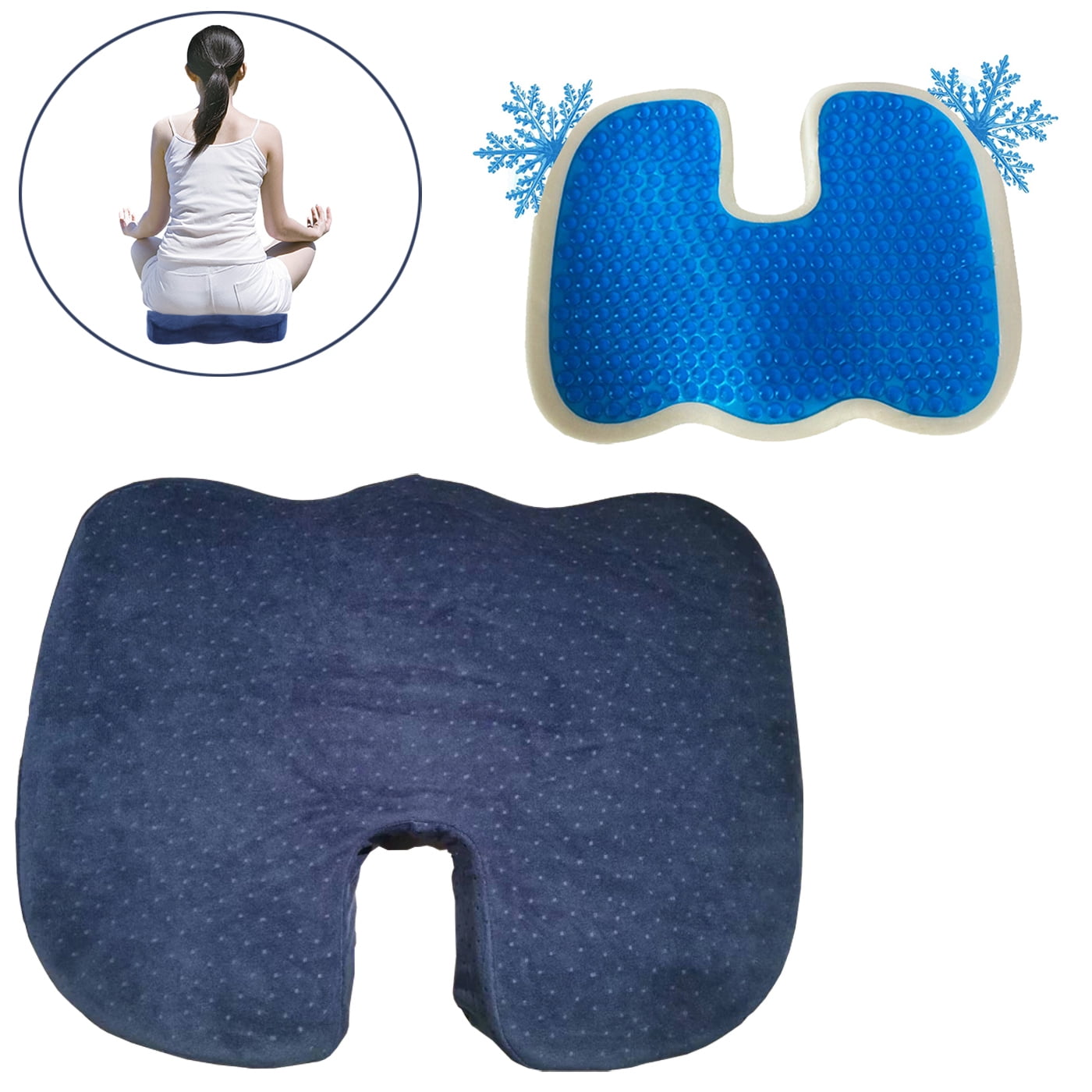 Ruseen Gel Enhanced Chair Cushion, Orthopedic Gel & Memory Foam Coccyx ...
