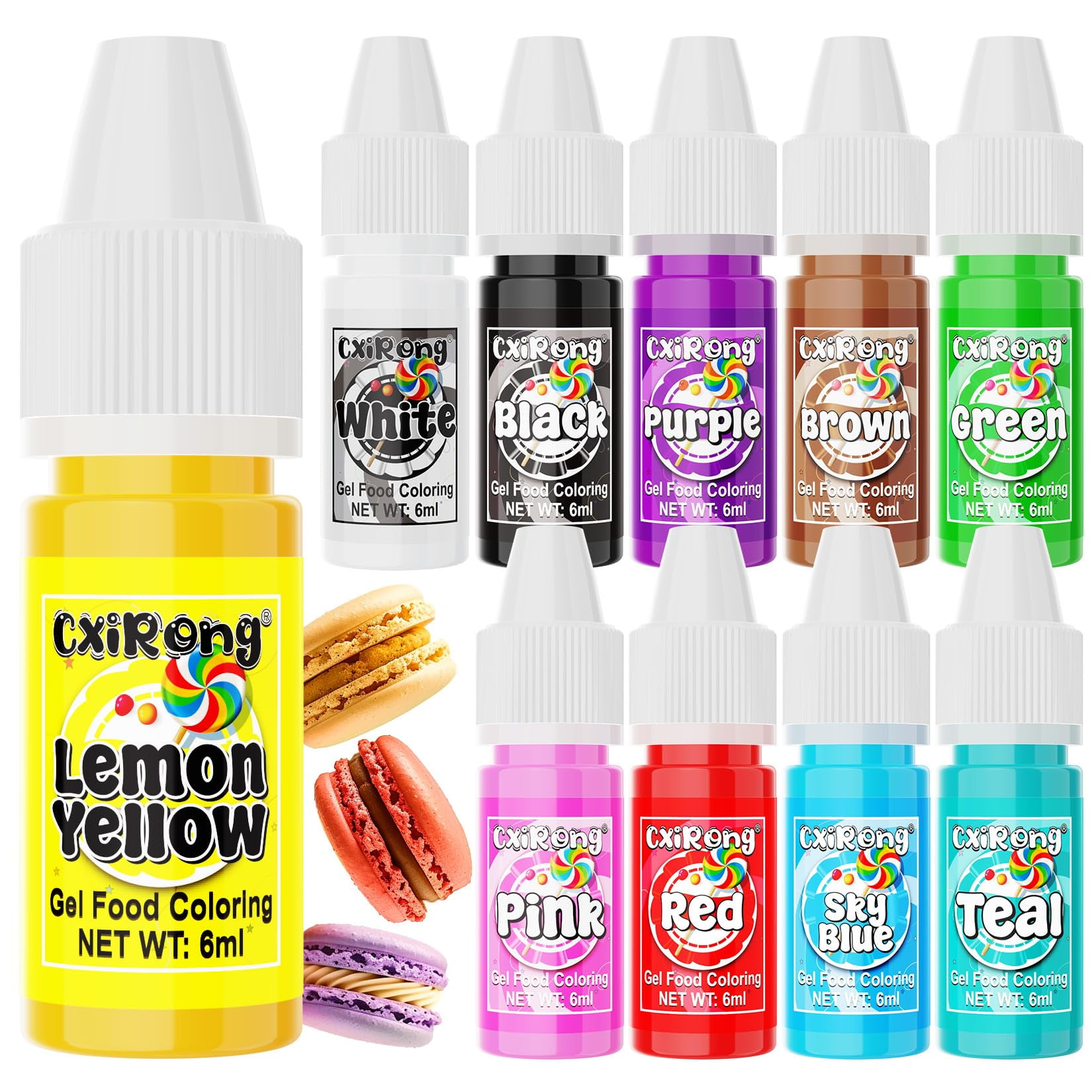 Gel Food Coloring - 10 Colors Concentrated MDH1Food Dye, Cake ...