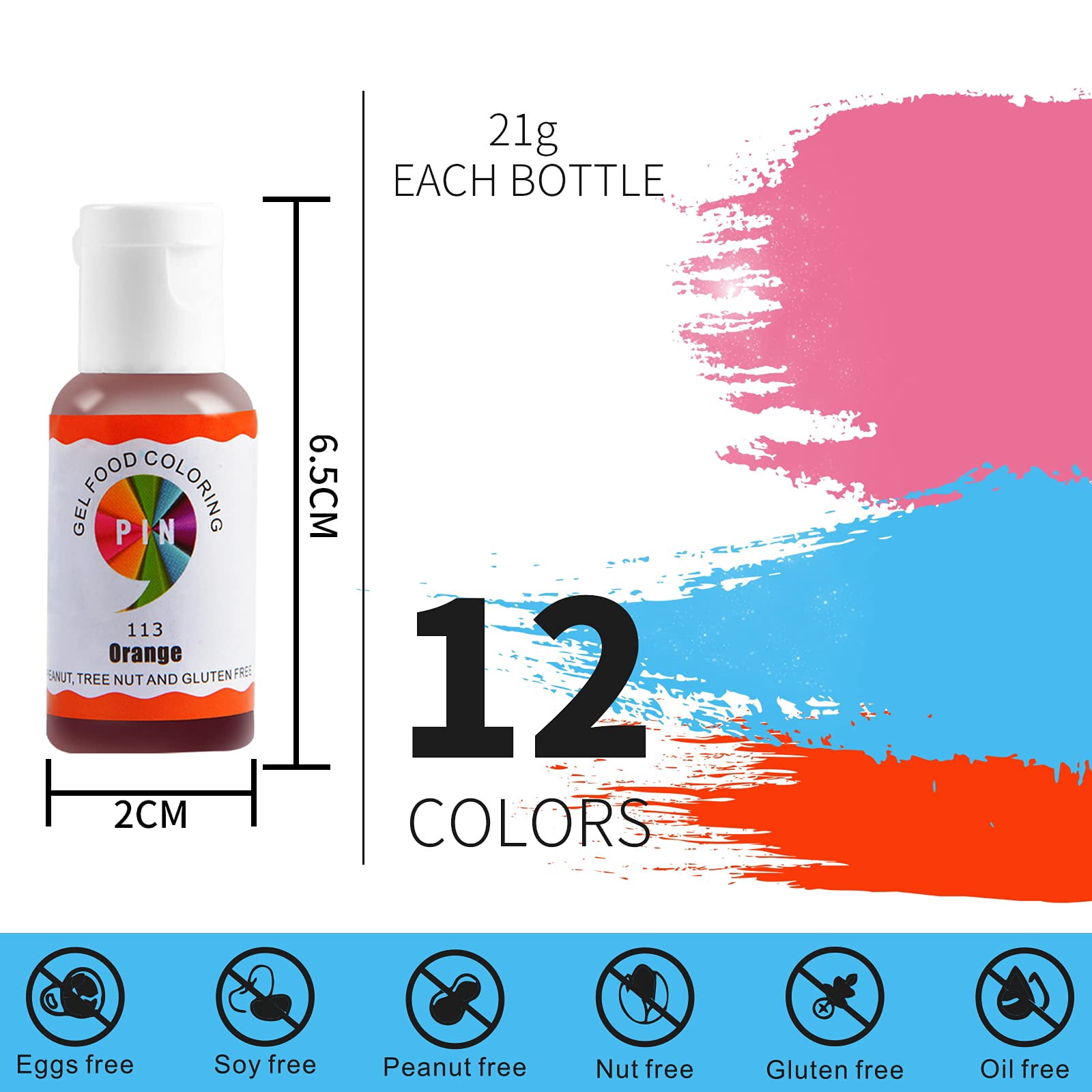Gel Food Coloring,12 SCH4 Food Coloring Gel Set, Vibrant Edible ...