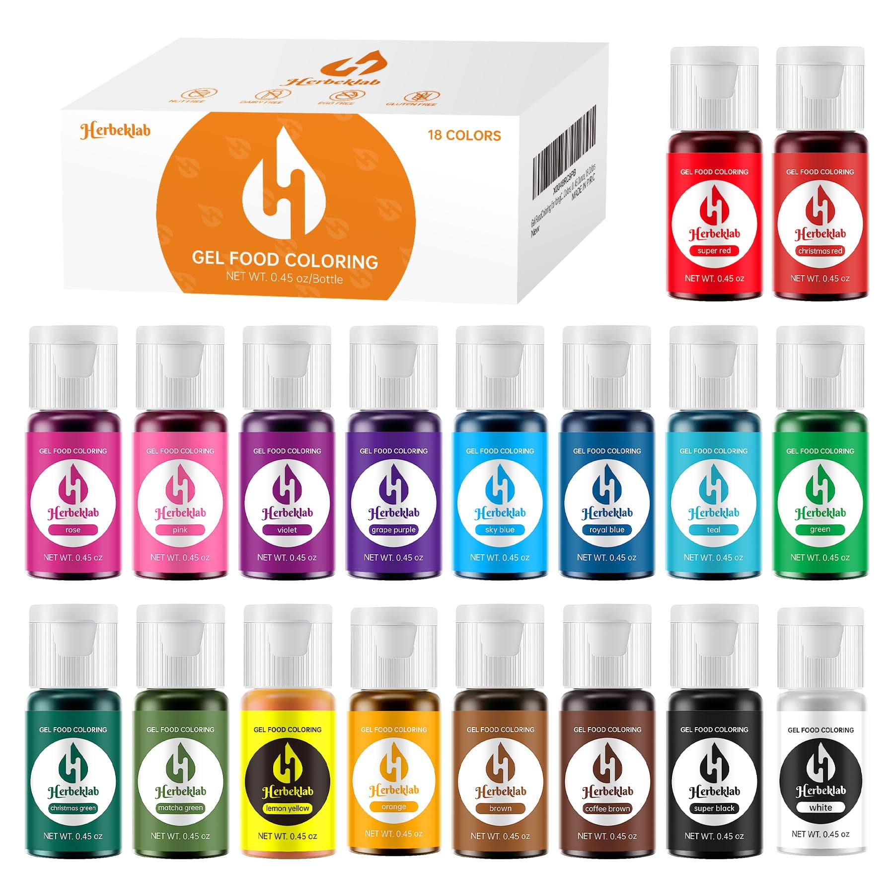 Gel Food Coloring 18 Colors x SMR.45 oz Vibrant Icing Colors ...