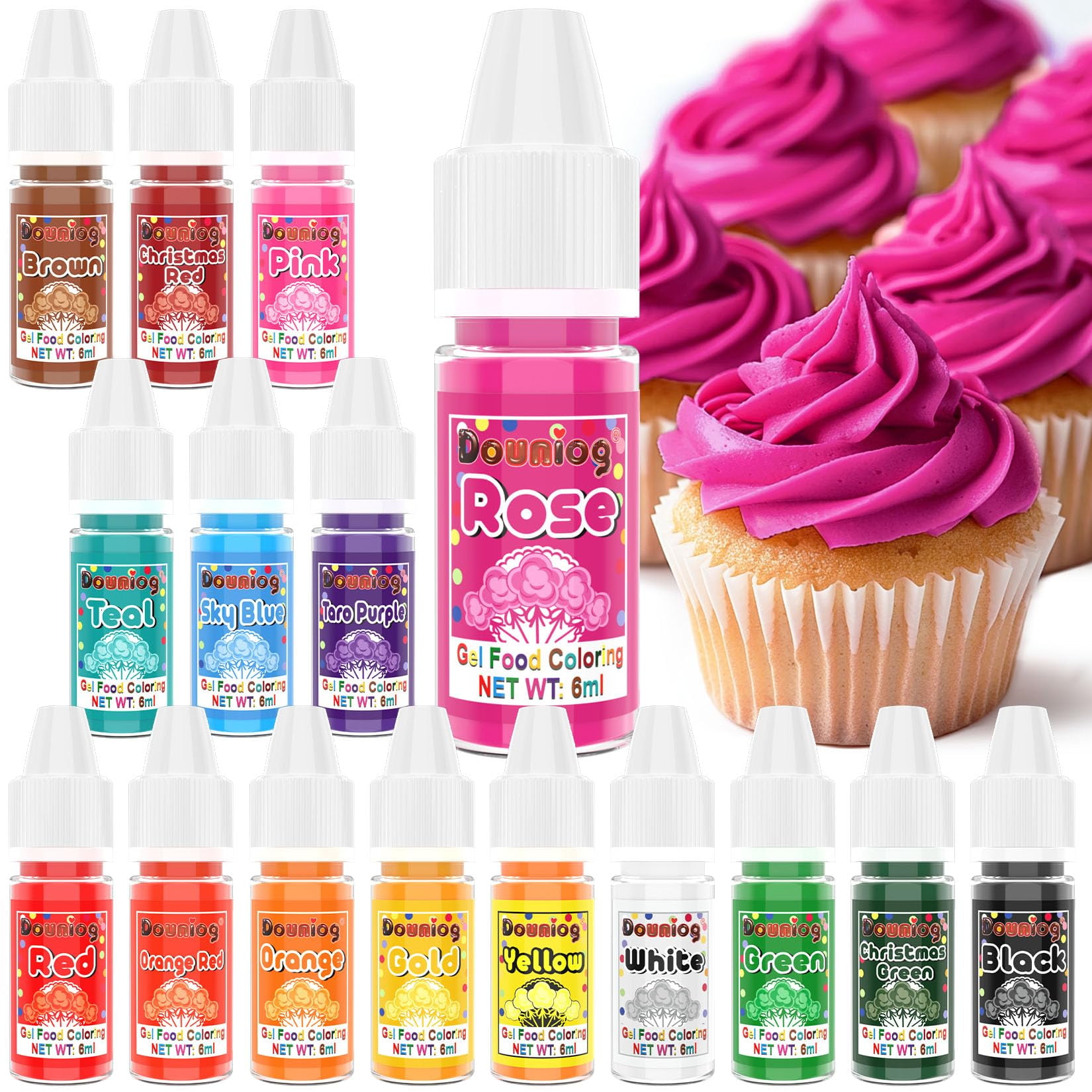 Gel Food Coloring TWE5 - 16 Colors Food Grade Food Color for Baking ...