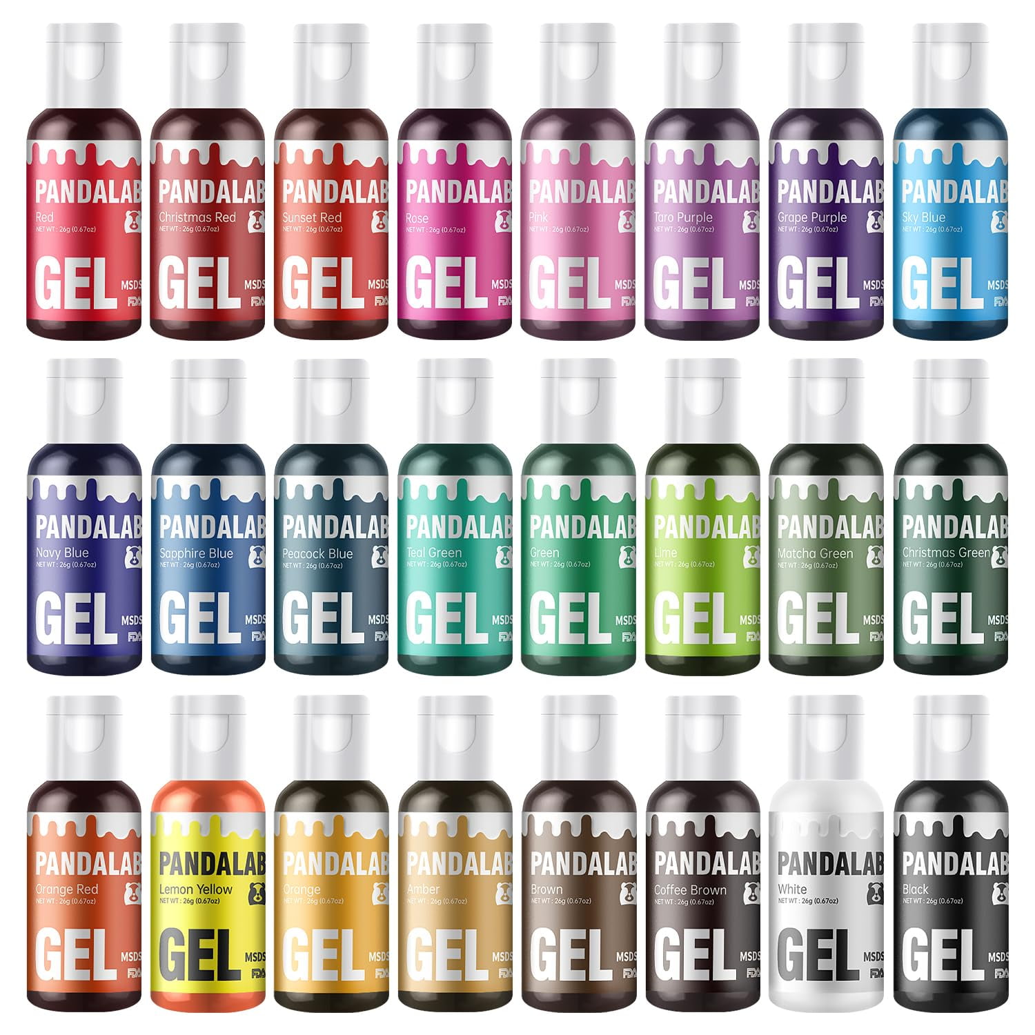 Gel Food Coloring TWE5 Set - 24 Colors Concentrated Vibrant Edible Food ...