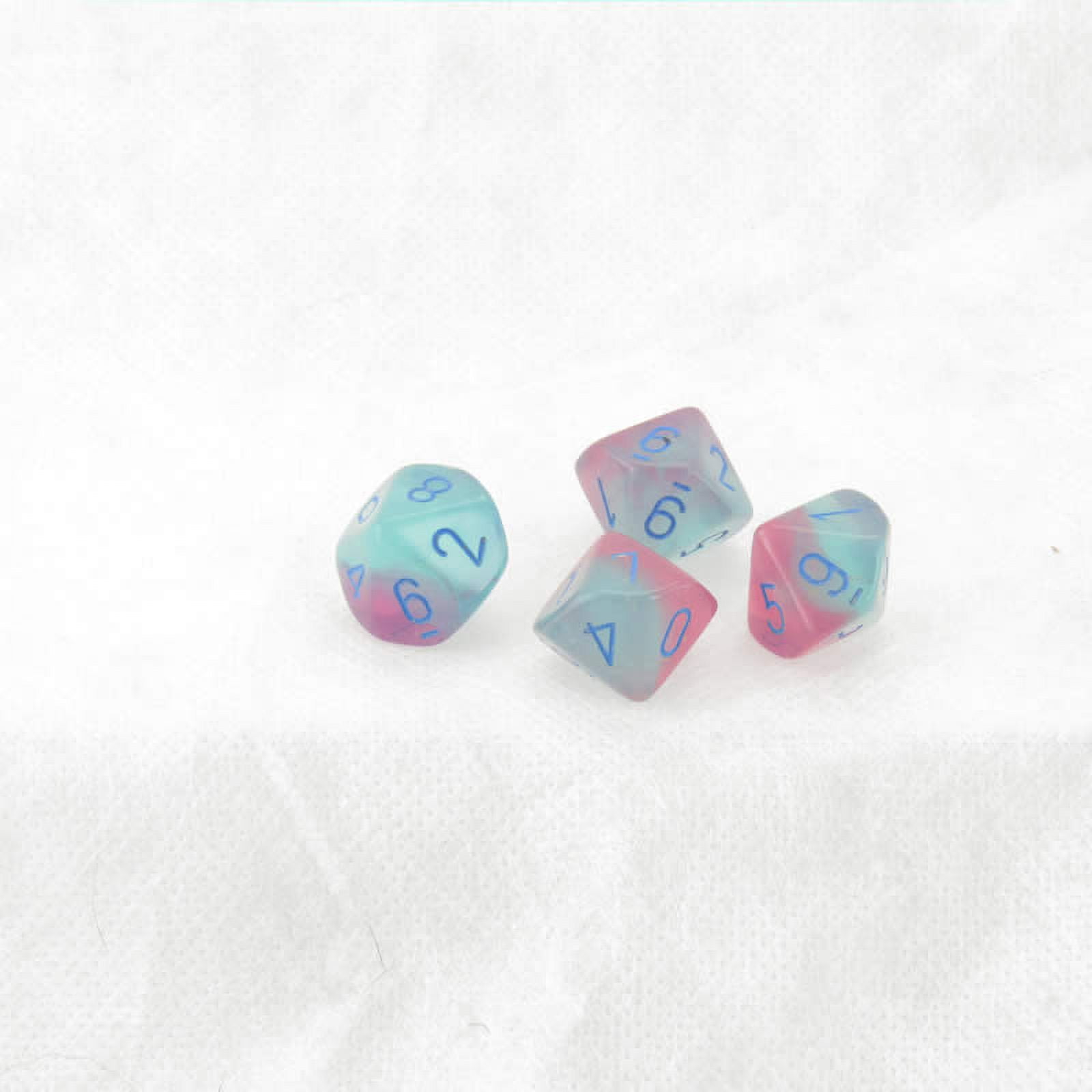 Gel Green and Pink Gemini Luminary Dice with Blue Numbers D10 Aprox ...