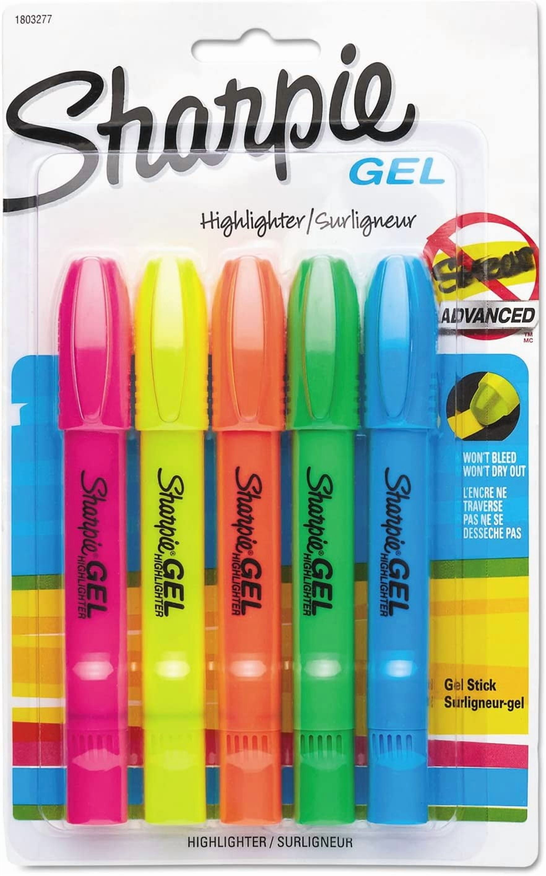 Gel Highlighters Bullet Tip Assorted Fluorescent Highlighter Markers 5 ...