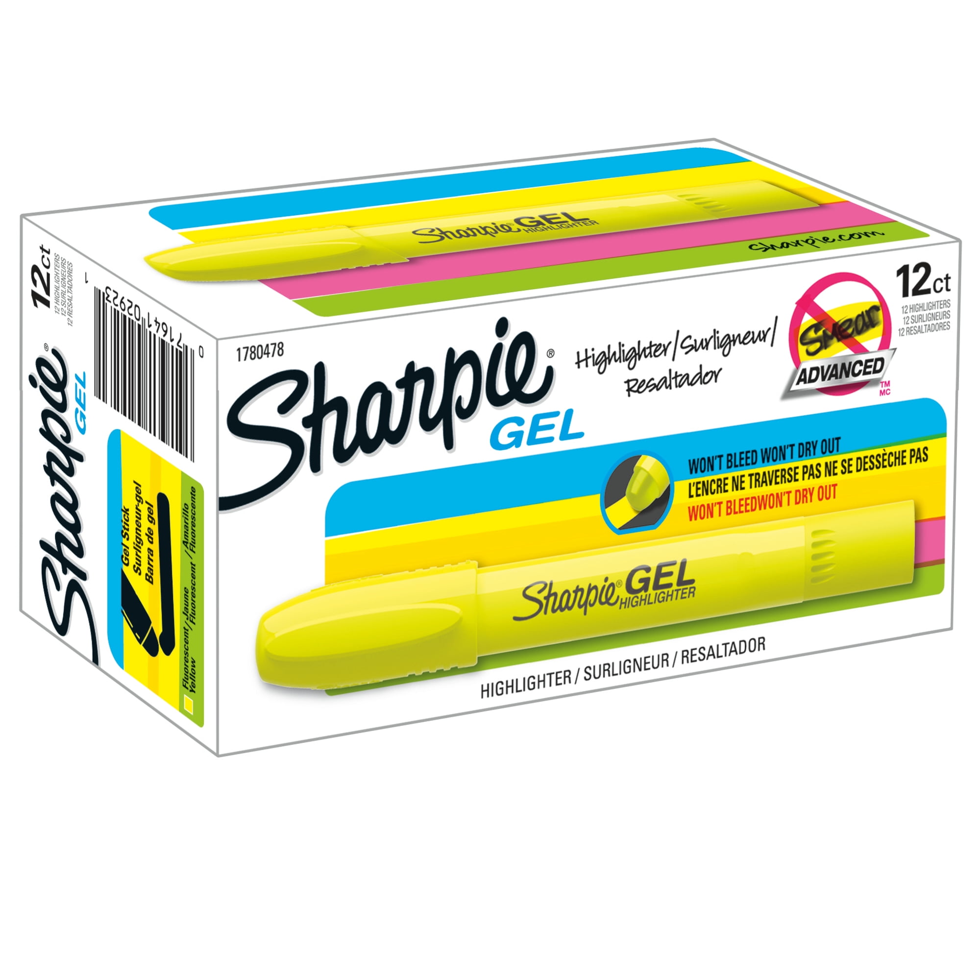 Sharpie® Gel Highlighters, Fluorescent Yellow, Pack Of 12 - Walmart.com