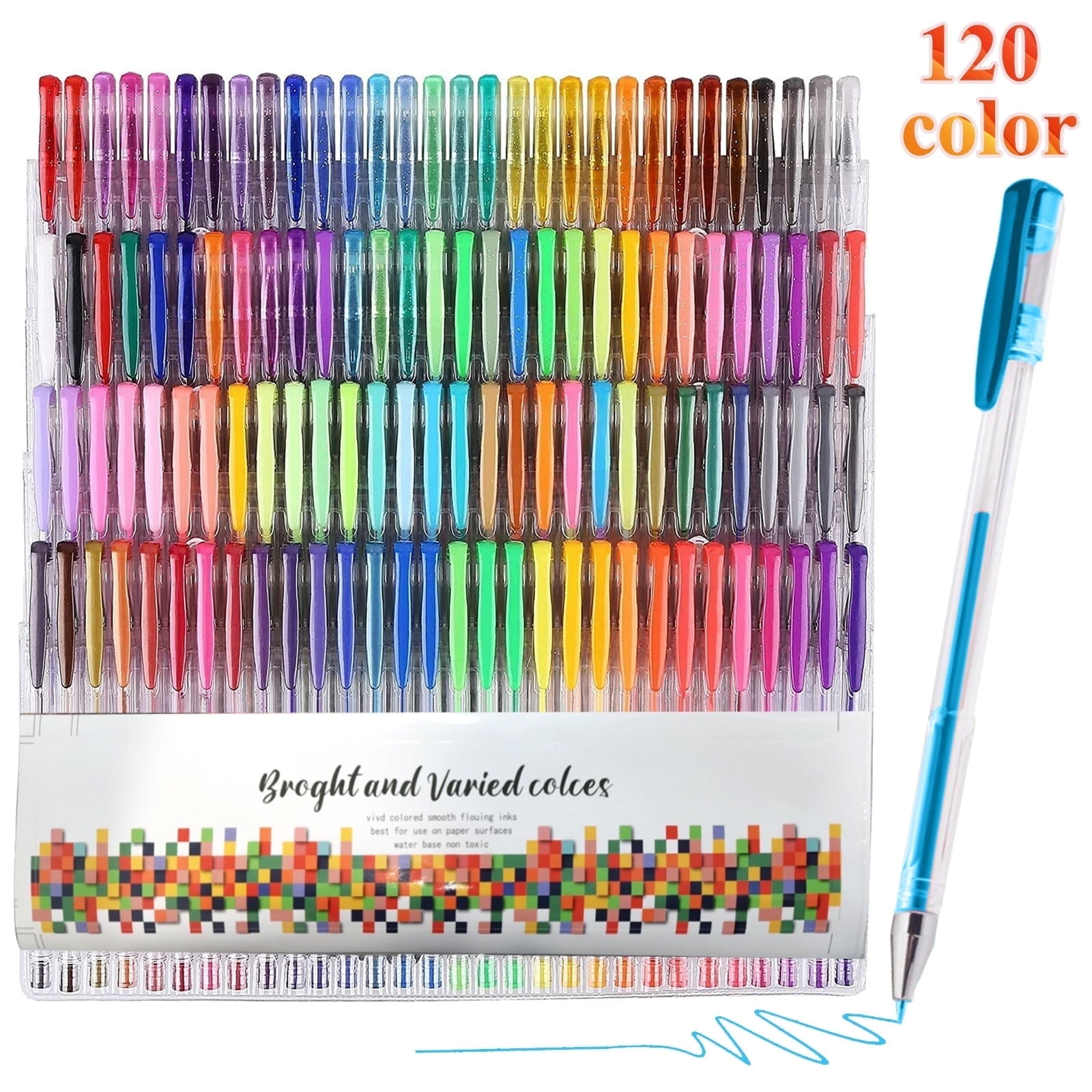 Gel Markers for Adult Coloring, 120 Colors Glitter Gel Pens, Colored ...