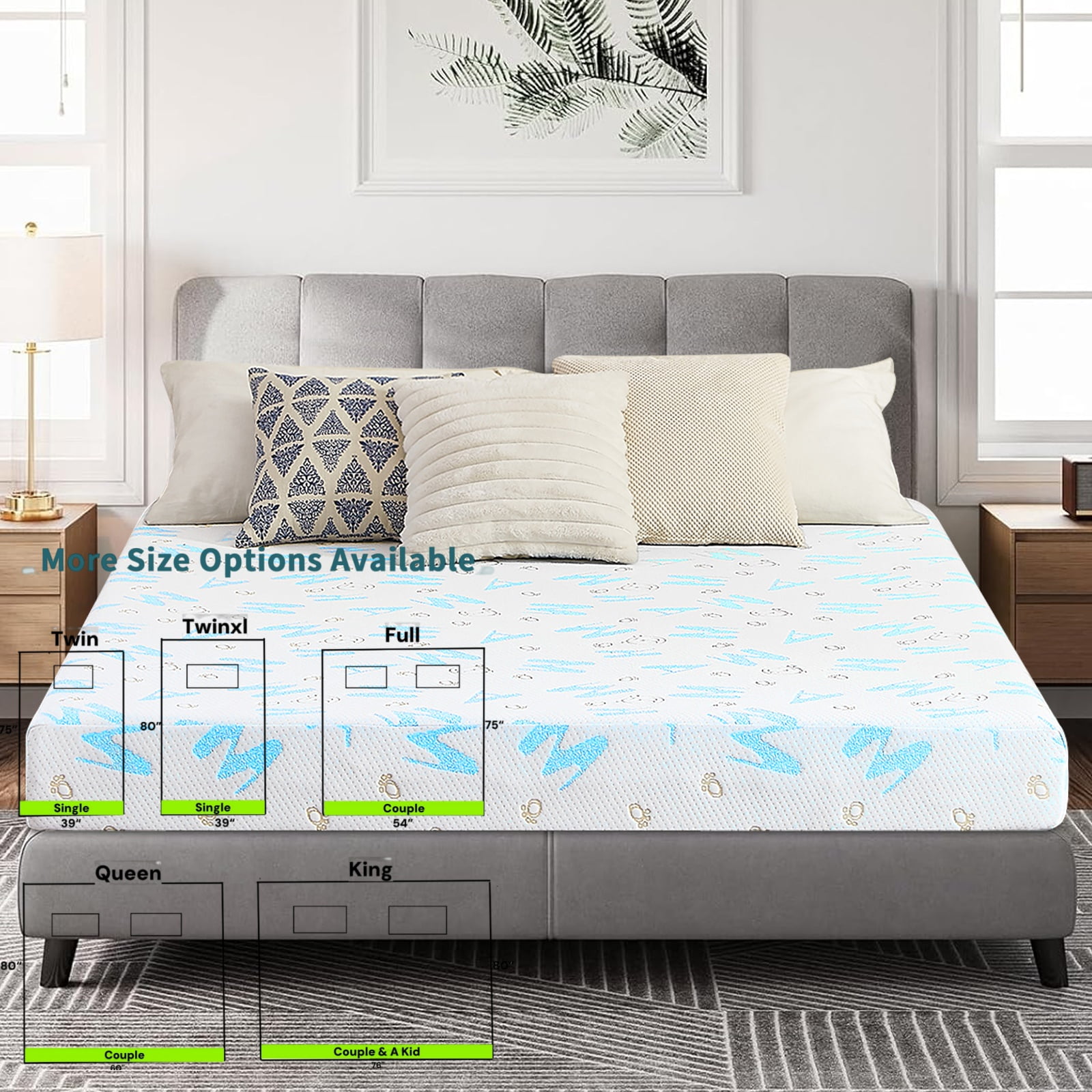 Gel Memory Foam Mattress, 5 Inch, Twin Alphabet Bed Mattress, Medium ...