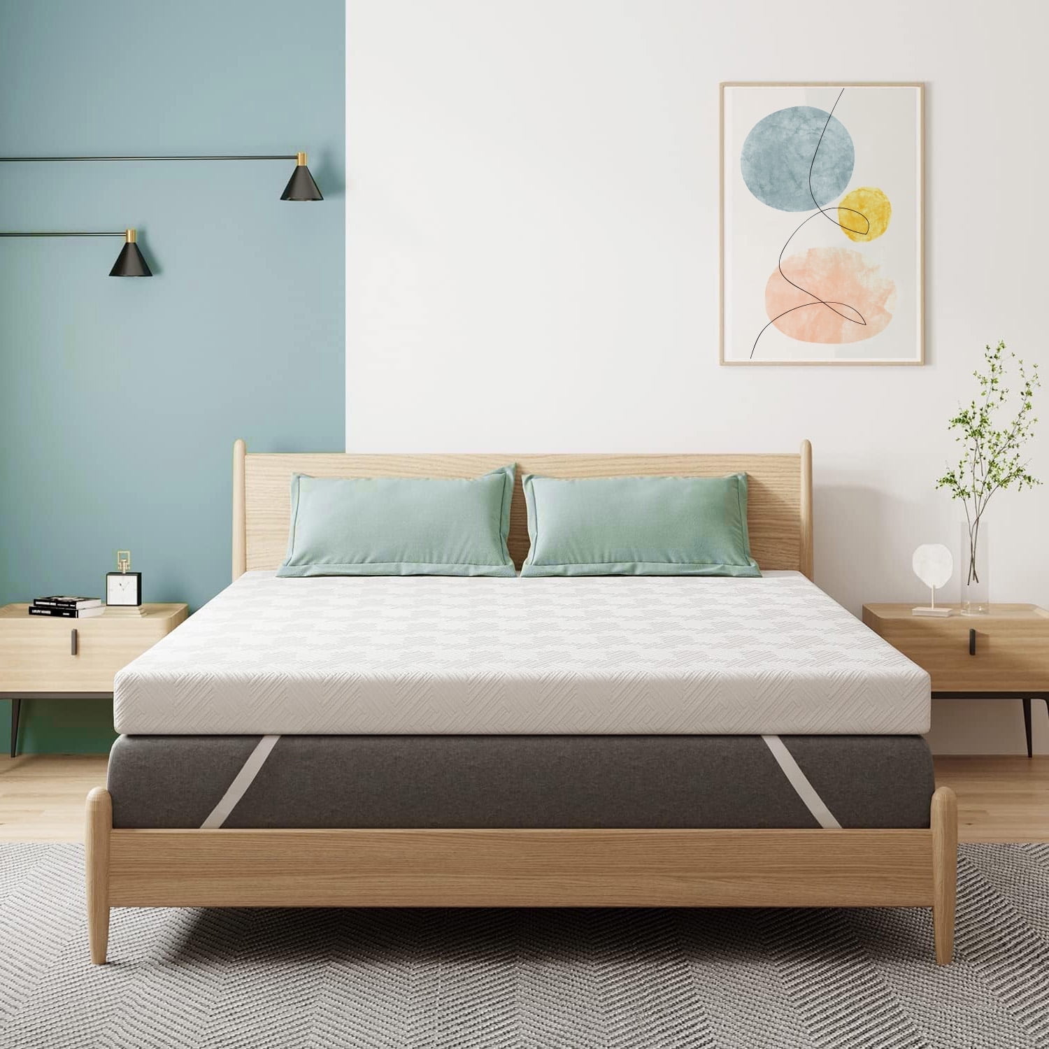 Queen Size Gel Memory Foam Mattress Topper, 2 inch, Pressure Relief ...