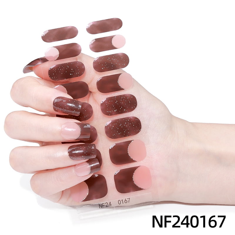 Gel Nail Art Stickers, Gradient Onion Powder Smudge, Icy French UV Half ...