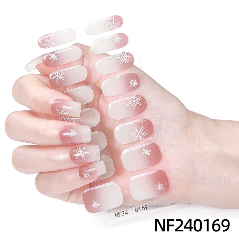Gel Nail Art Stickers, Gradient Onion Powder Smudge, Icy French UV Half ...