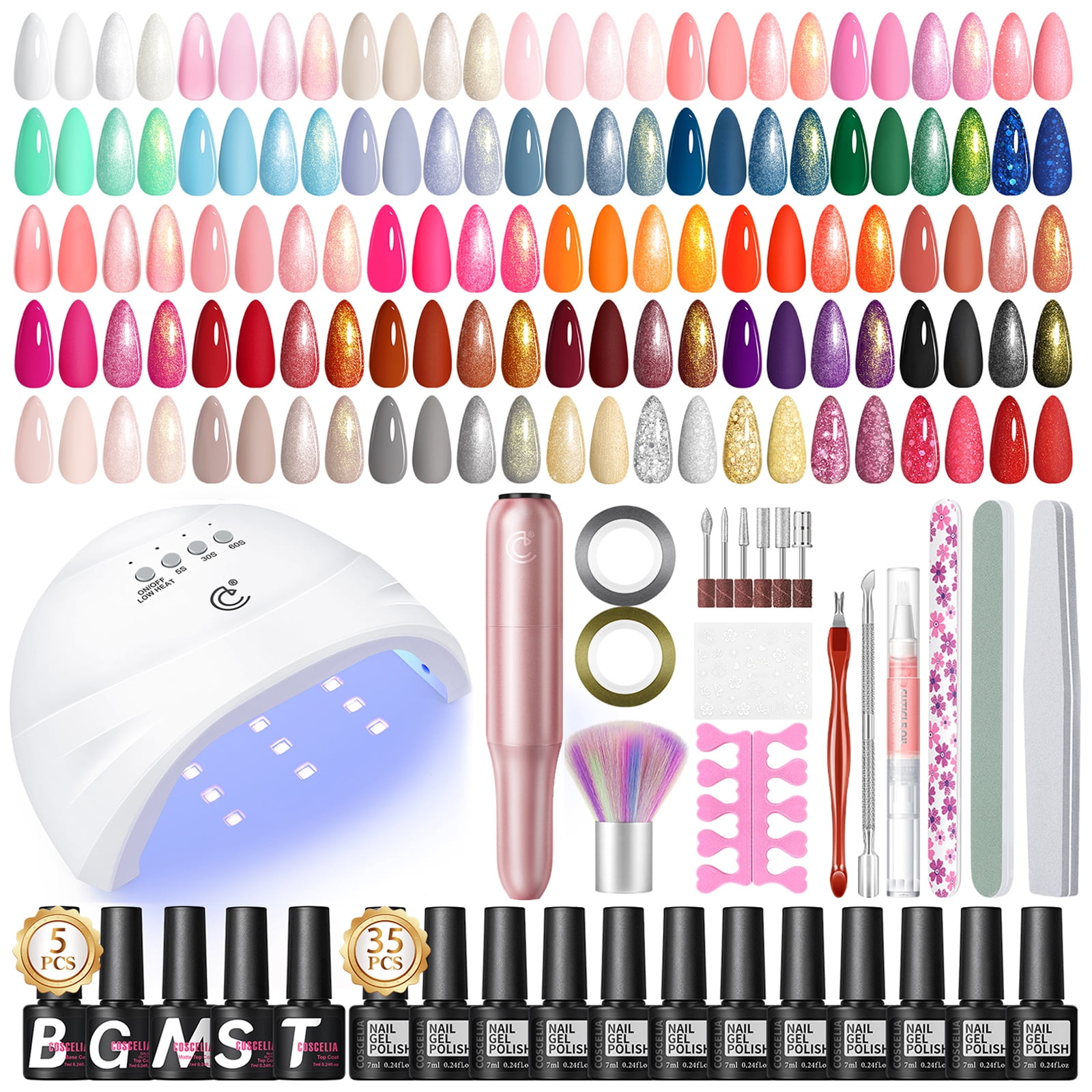 Coscelia Gel Nail Polish Kit with UV Light and Drill, 35 Colors, Top ...