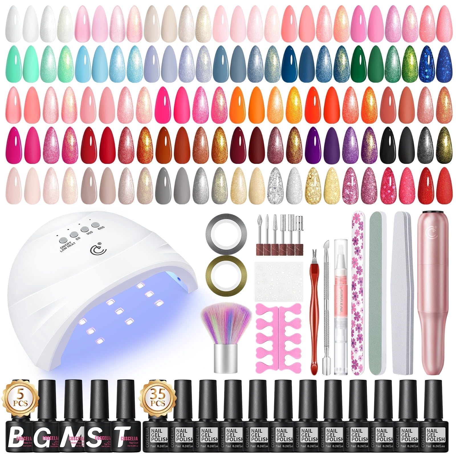 COSCELIA 53pcs Gel Nail Polish Kit with U V light and Drill 35 Colors ...