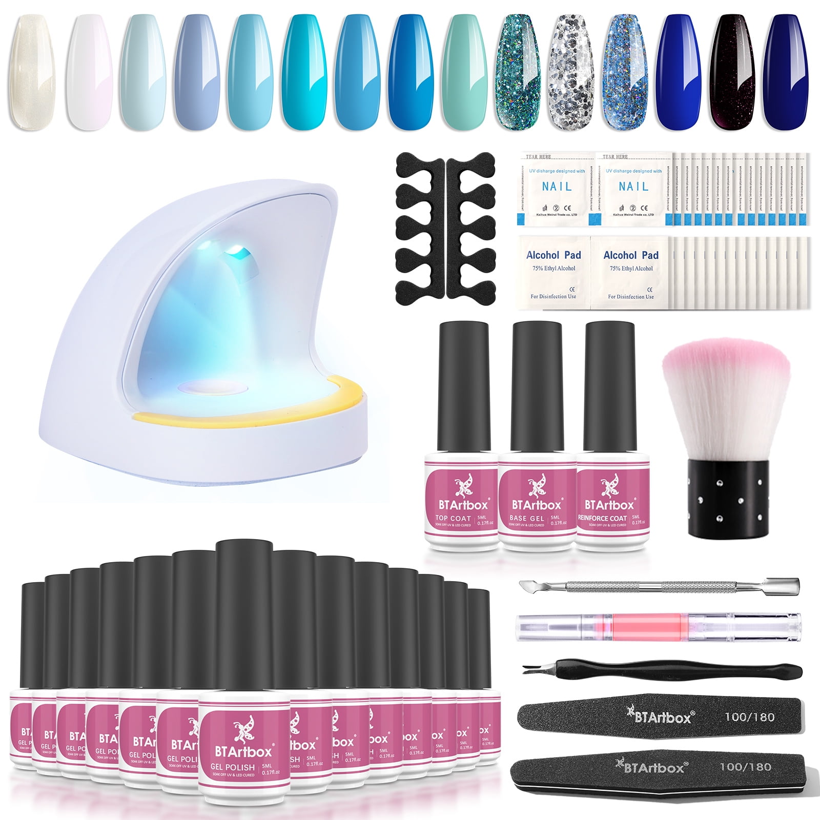 Gel Nail Polish Kit with Light-BTArtbox 15 Colors Gel Polish Snowfield ...