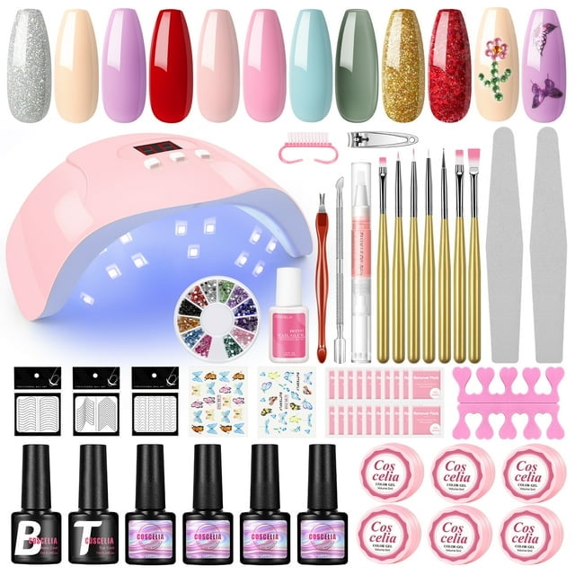 Gel Nail Polish Kit with U V Light Starter Kit 10pcs Multi Type Gel ...