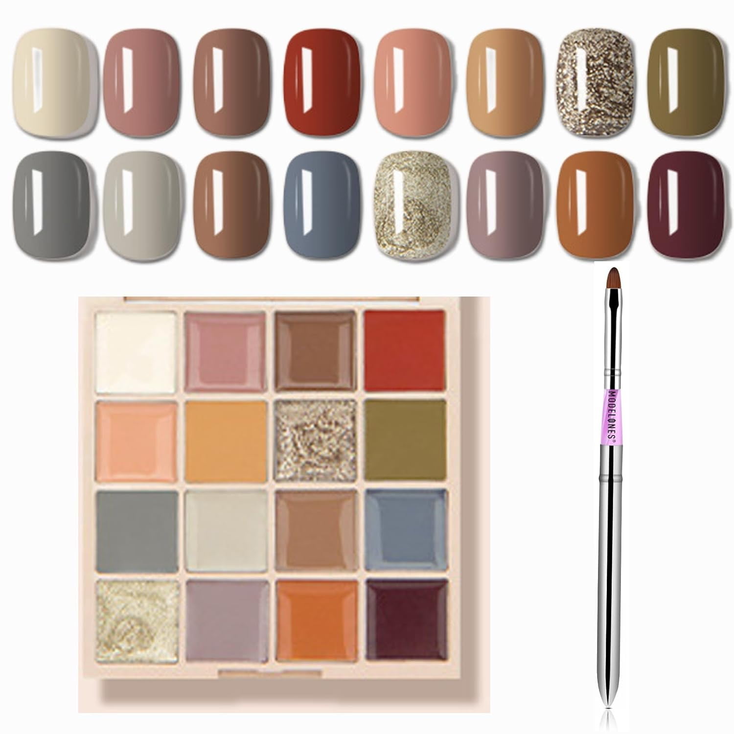 Gel Nail Polish Set with Brush. 16 Colors Solid Gel Nail Polish ...