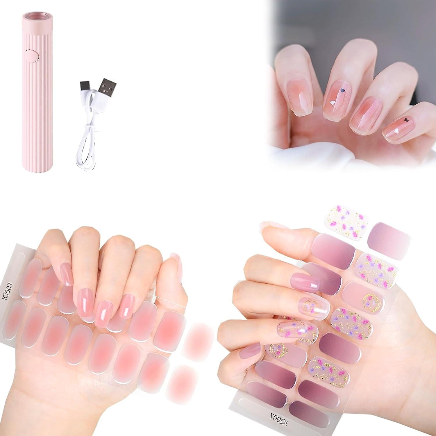 Gel Nail Stickers with UV Light Kit, Gel Nail Stickers, Nails, Summer ...
