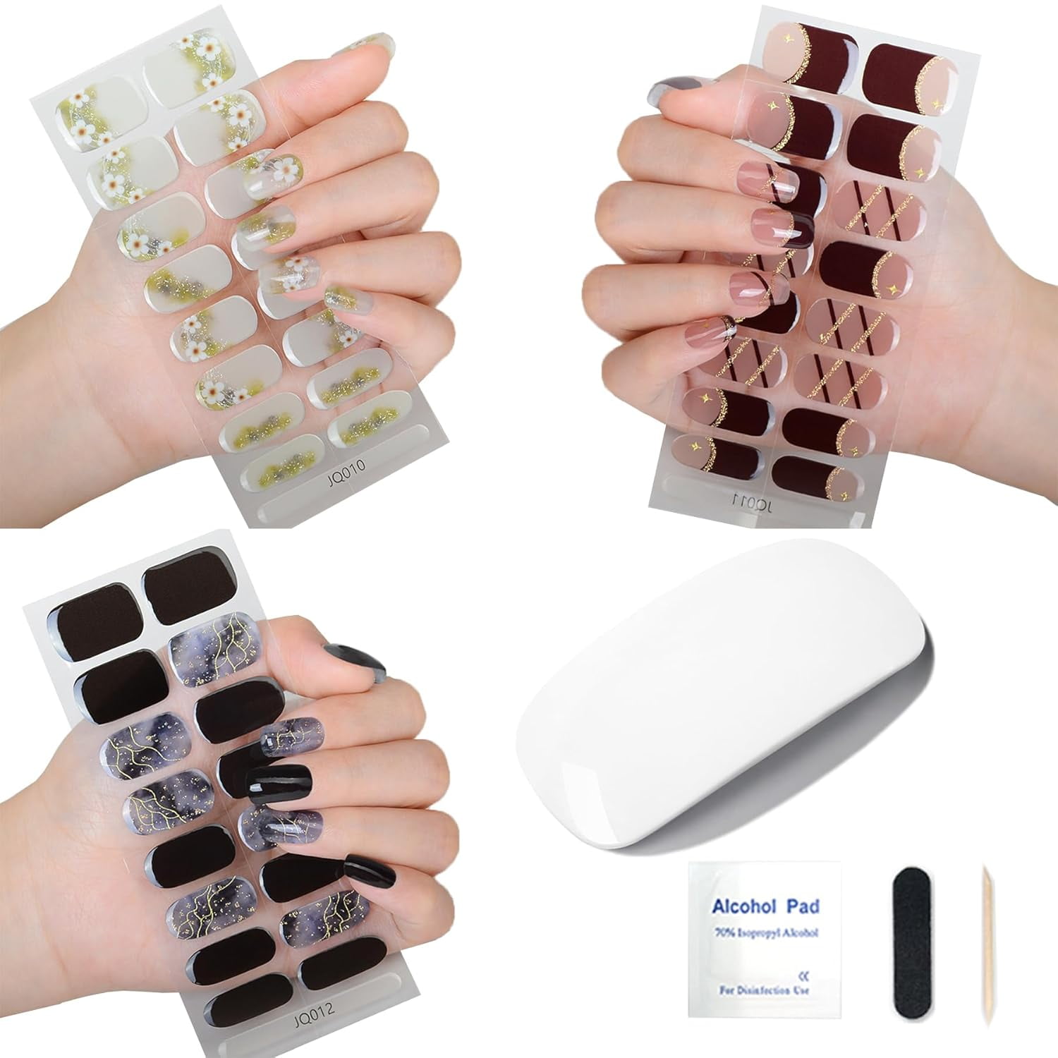 Gel Nail Stickers with UV Light Kit, UV Gel Nail Stickers, Serafene ...