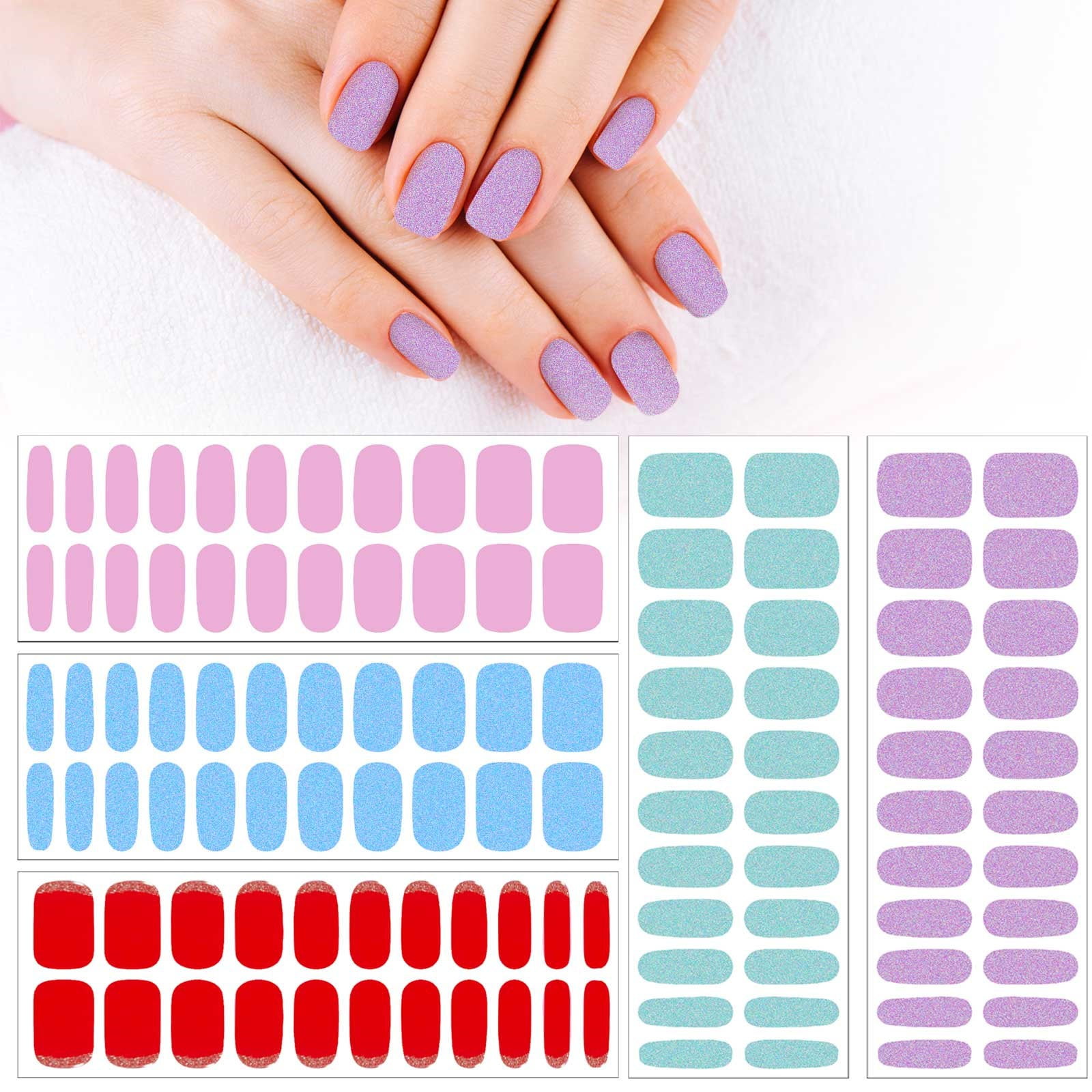 Gel Nail Strips, 22PCS Semi Cured Gel Nail Stickers Starter Kit, Nail ...