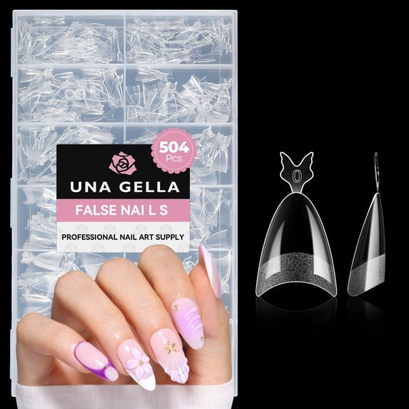 Gel Nail Tips Almond Shape: 504pcs Medium Almond Nail Tips Half Cover ...