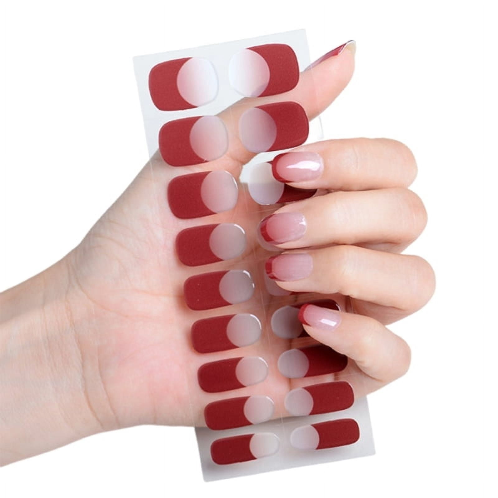 Gel Nails Stickers Semi Cured Gel Nail Strips Nails Polish Strips Nail ...