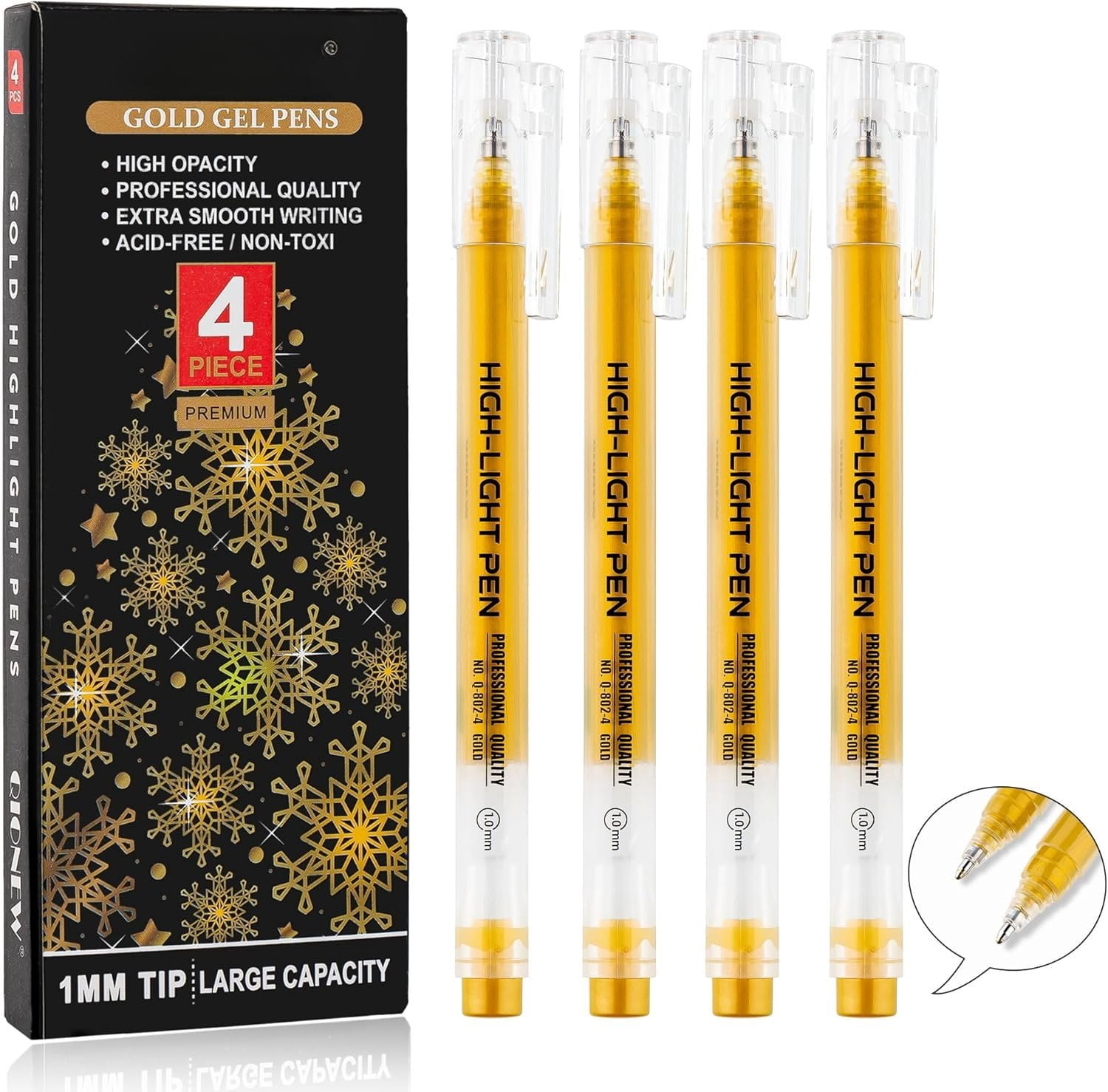 Gel Pens, 1.0mm Gel Ink Pen Set,Opaque Ink, Gel Pen for Artists, 4 Pack ...