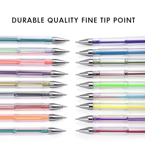 Gel Pens, 100 Color Neon Glitter Pens Fine Tip Art Markers Set 40% More ...