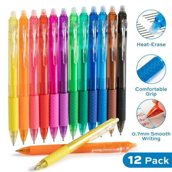 Deli Erasable Gel Pens, Retractable Erasable Pens Clicker, 0.7mm Fine ...