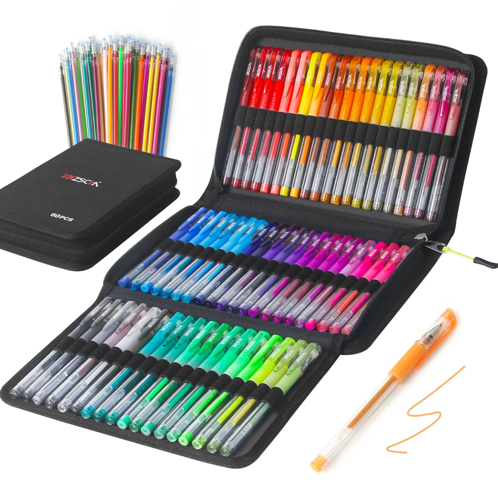 ZSCM Gel Pens for Adult Coloring, 60 Colors with Refills and Case ...