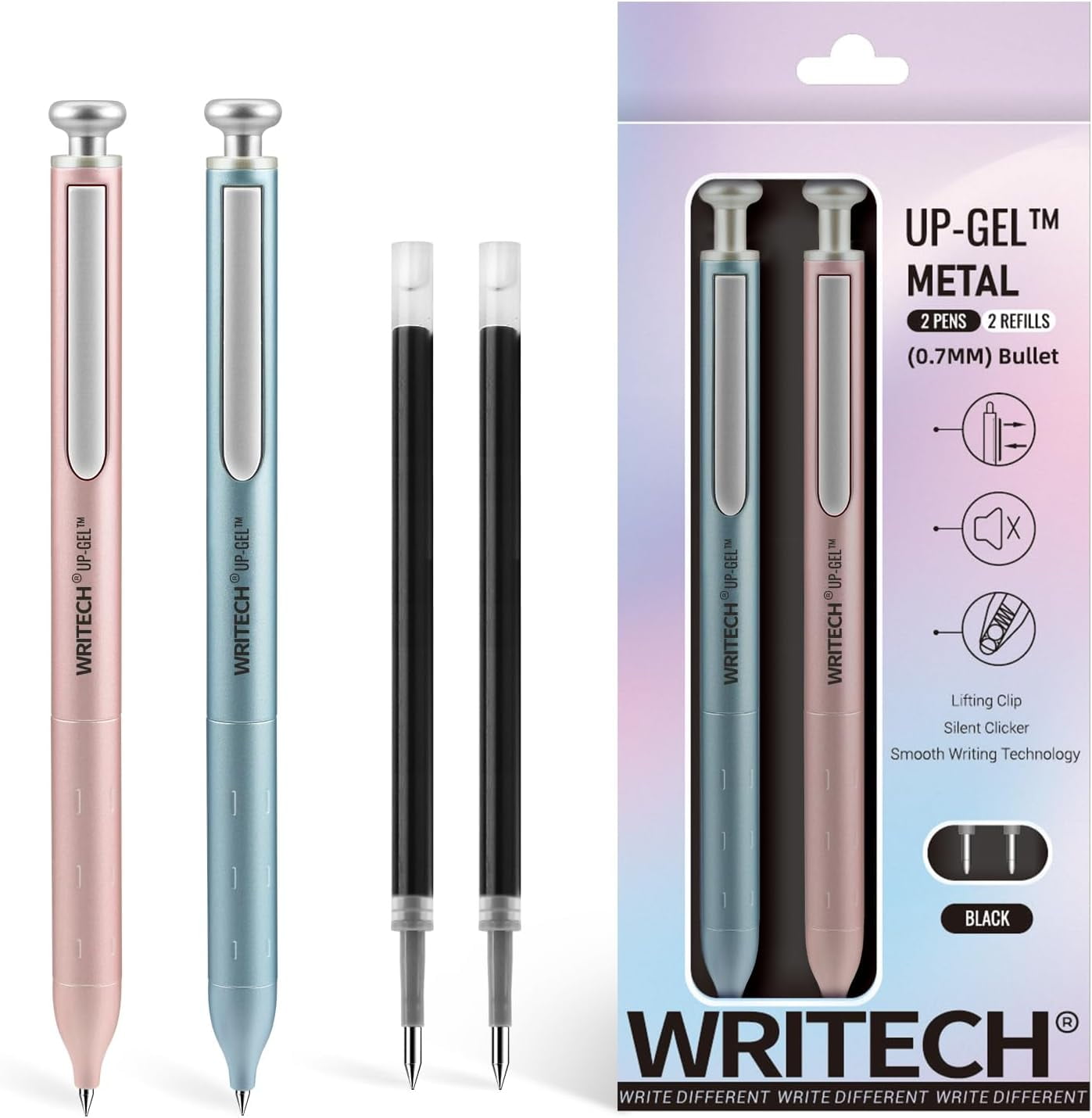 Gel Pens Fine Point: Premium Metal Barrel Retractable 0.7mm Black Ink ...